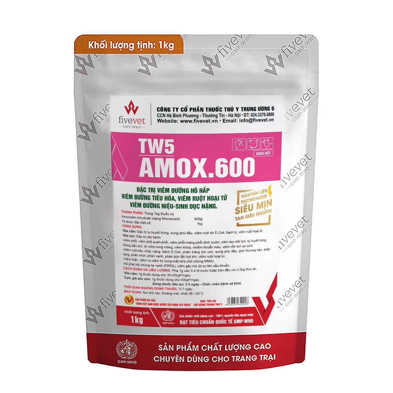 Fivevet - Công ty CP thuốc thú y Trung Ương 5 • TW5-Amox.600