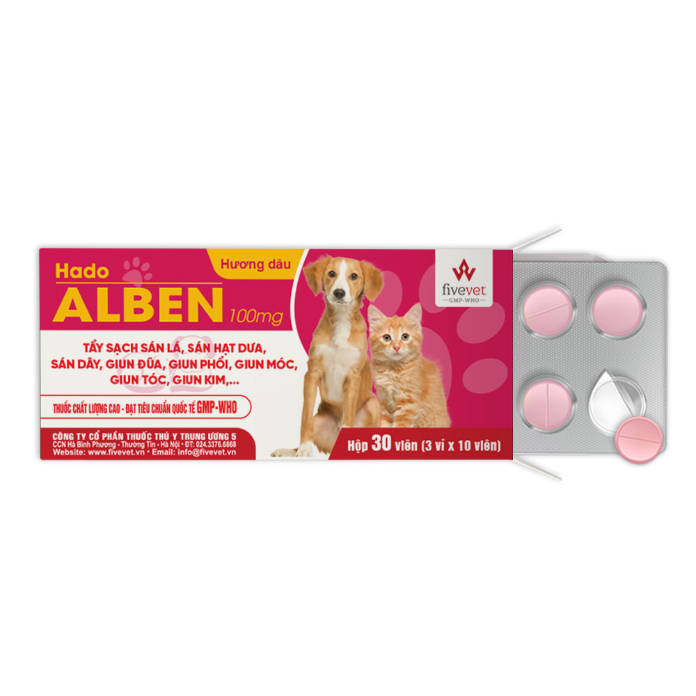 Fivevet - Công ty CP thuốc thú y Trung Ương 5 • Five-Alben 100mg