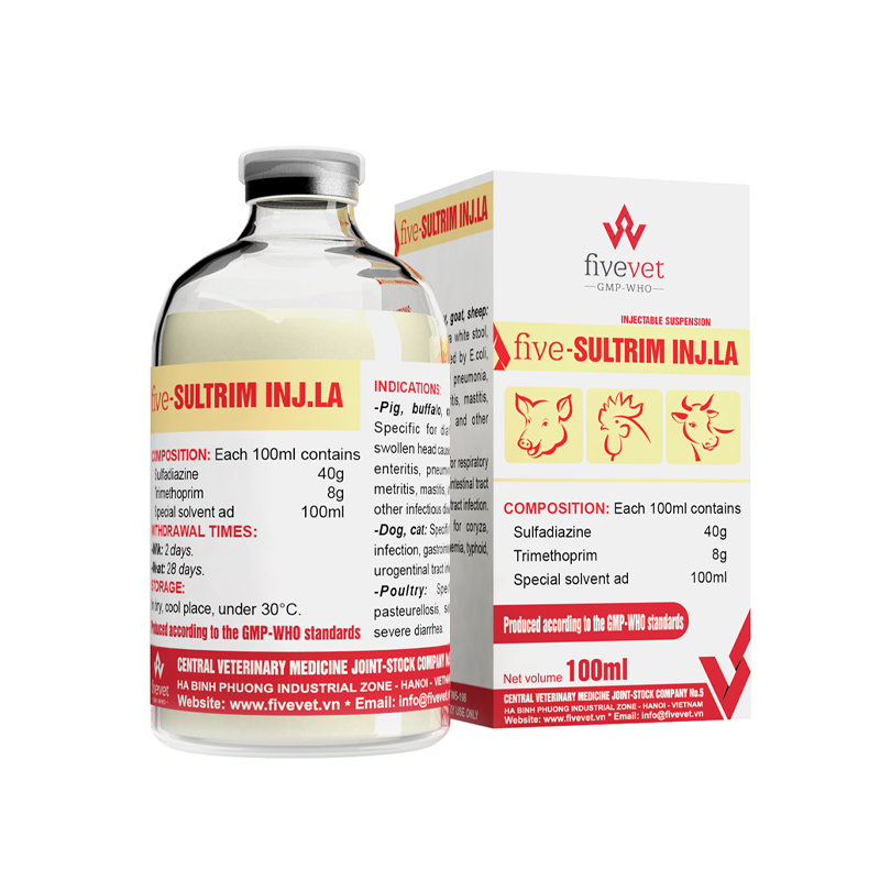 Fivevet - Công ty CP thuốc thú y Trung Ương 5 • FIVE-SULTRIM INJ.LA